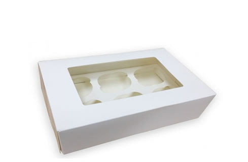 6 Cupcake Paper Box with Window x125 GM Packaging GM Packaging UK Ltd